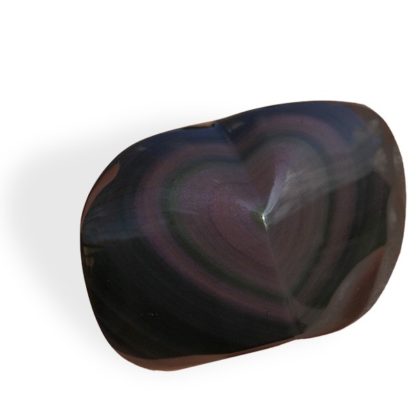 Obsidienne Arc-en-Ciel (ou Œil Céleste), petit cœur reflet du rose ...