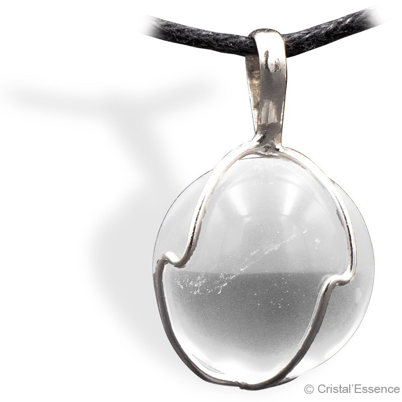 Pendentif Cristal de roche sphère, montage argent - Lithothérapie ...